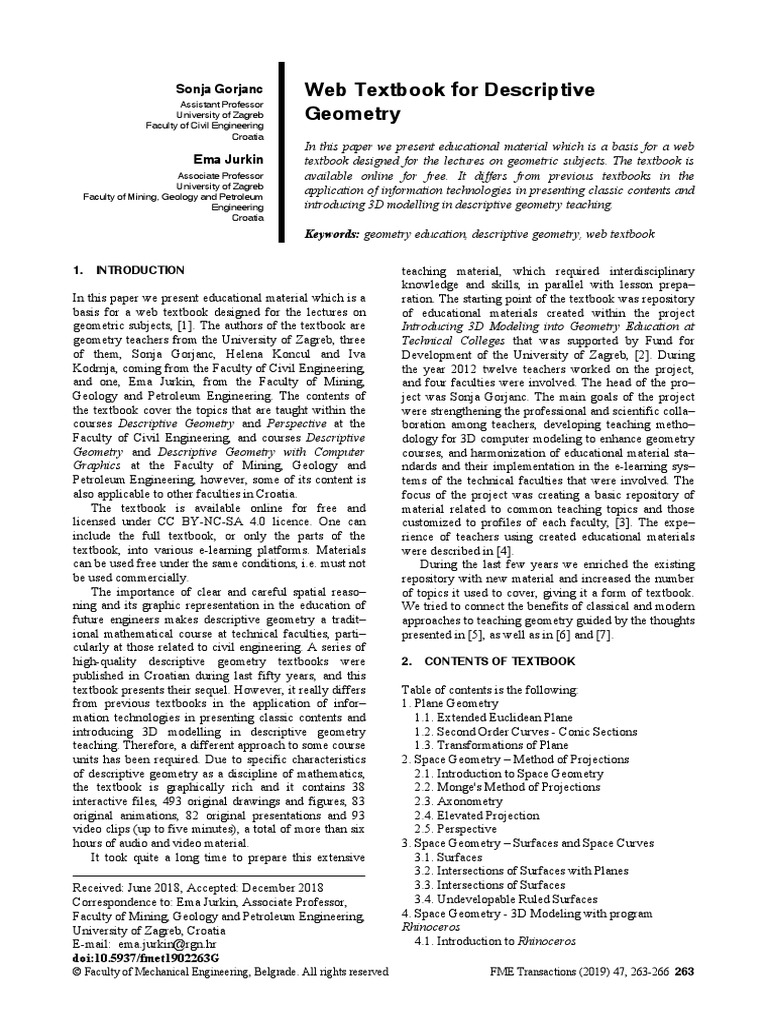 Web Textbook For Descriptive Geometry | PDF | Geometry | Textbook