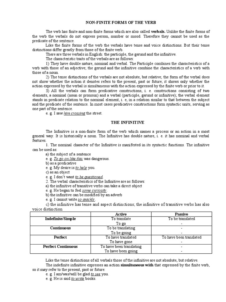Non-Finite Verb Forms Explained | PDF | Verb | Cognitive Science