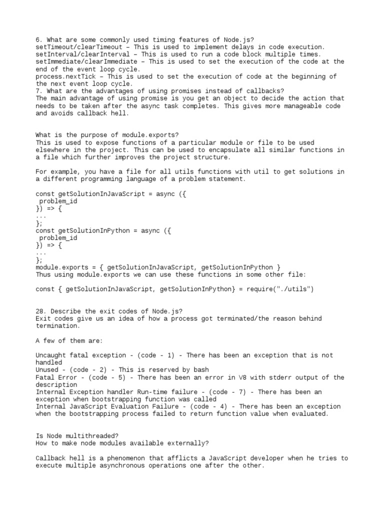 NodeJS Q&A | Download Free PDF | Callback (Computer Programming) | Software Engineering