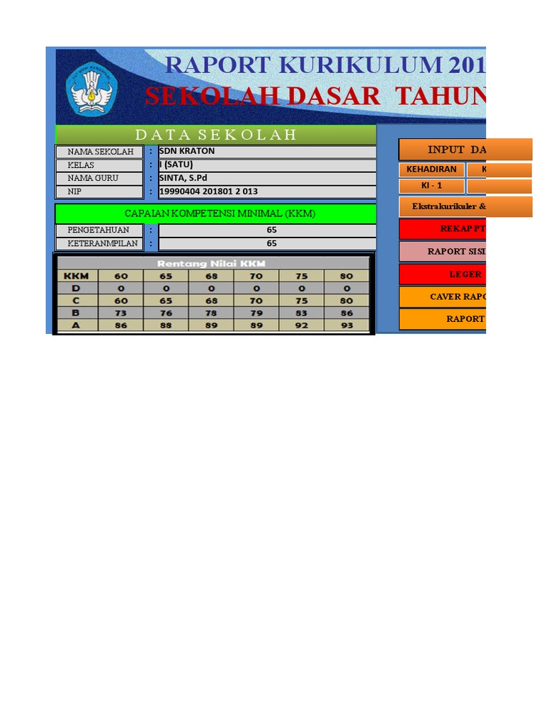 Rapor Kelas 1 Semester 1 | PDF