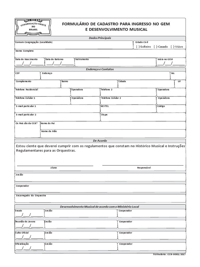 M001-2017 - Formulário de Cadastro para Ingresso No GEM e ...