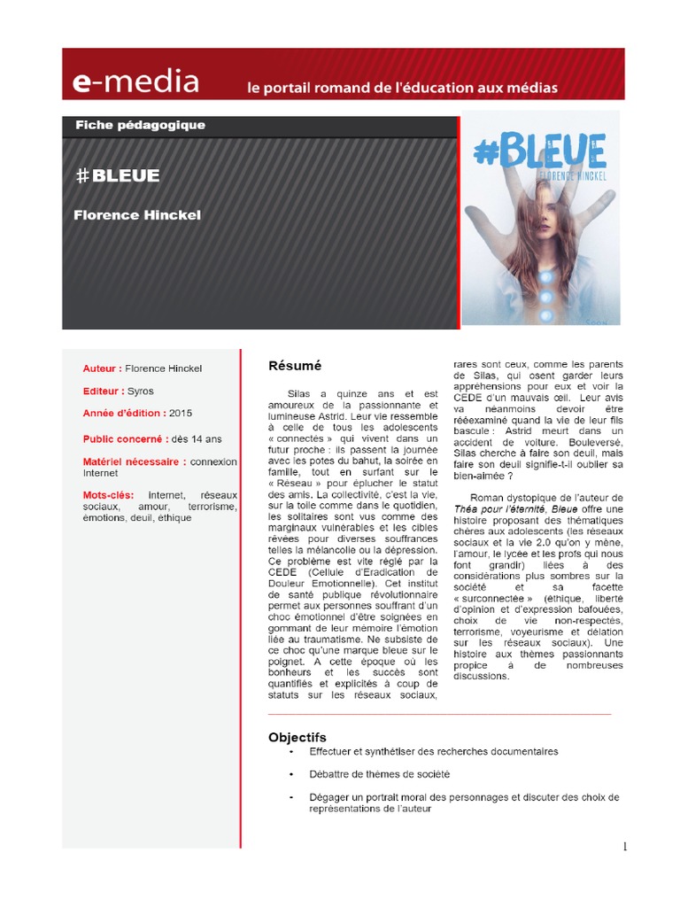 Bleue Résumé Et Fiches Pédagogiques | PDF