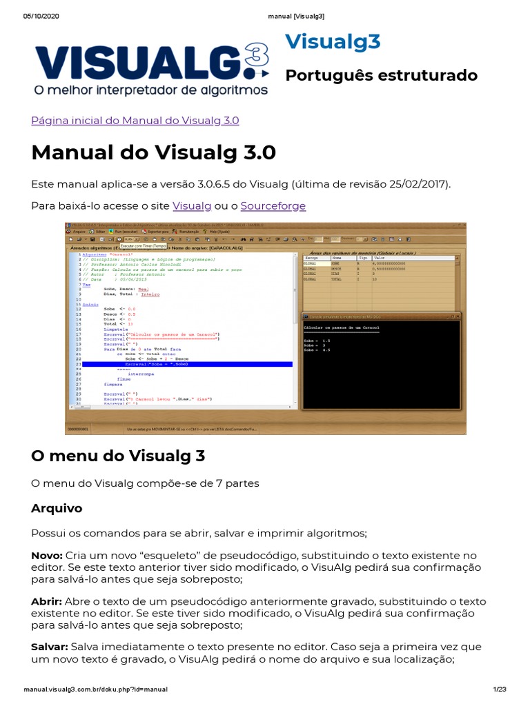 Manual Visualg | PDF | Algoritmos | Logaritmo