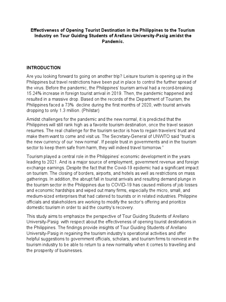 Research Chapter 1 Group 5 FINAL | PDF | Tourism | Manila