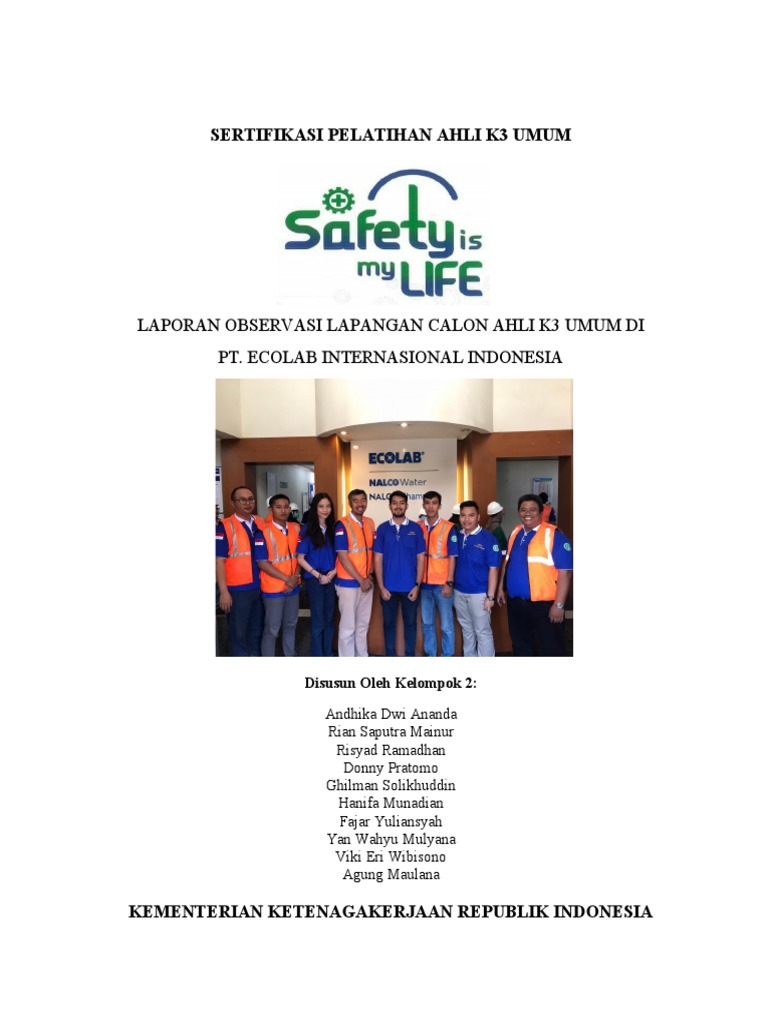 Laporan Observasi K3 di PT Ecolab | PDF | Bisnis | Komputer