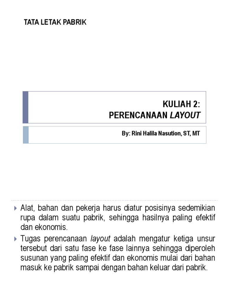 Adoc - Pub Tata Letak Pabrik Kuliah 2 Perencanaan Layout | PDF