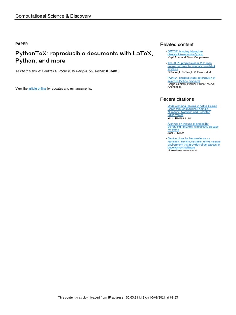 Pythontex Reproducible Documents With Latex Python And More Pdf Command Line Interface