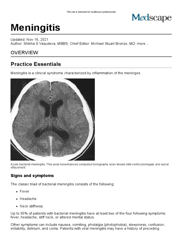 Healthcare Professionals Guide to Meningitis | PDF | Meningitis ...