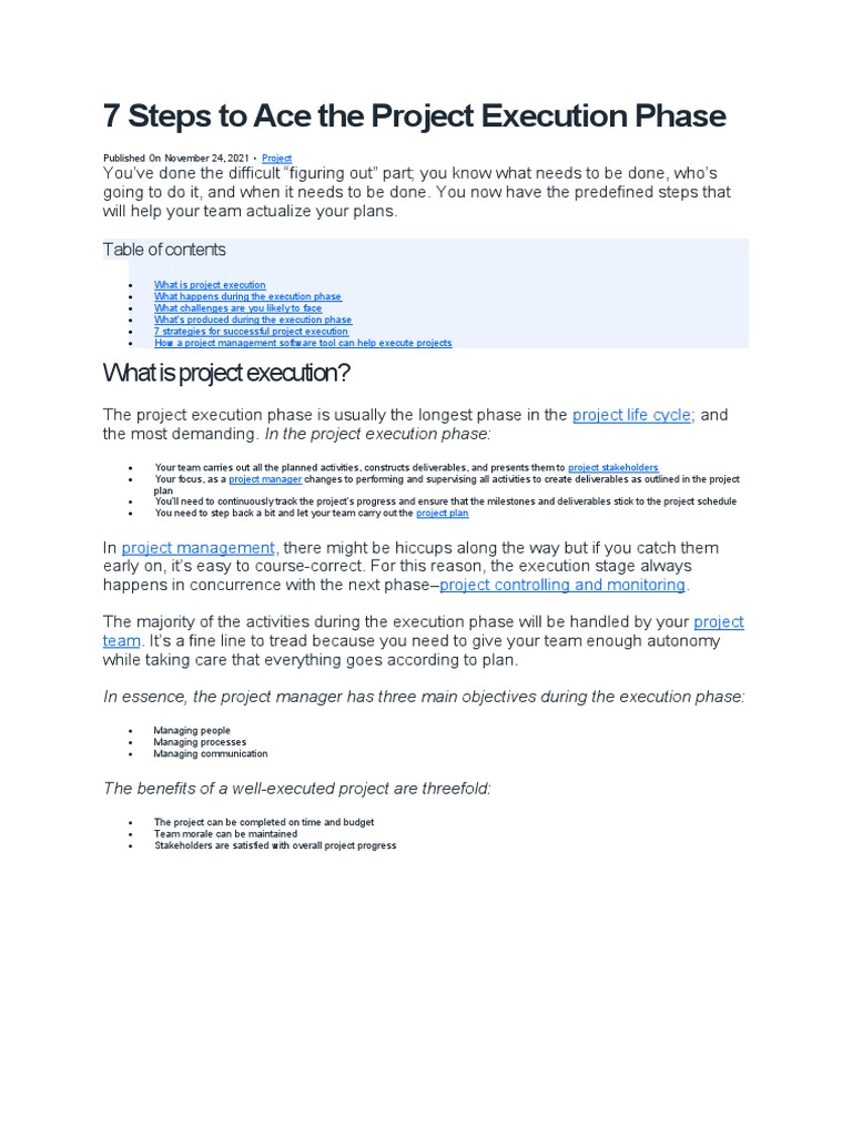 7 Steps To Ace The Project Execution Phase | PDF | Project Management ...