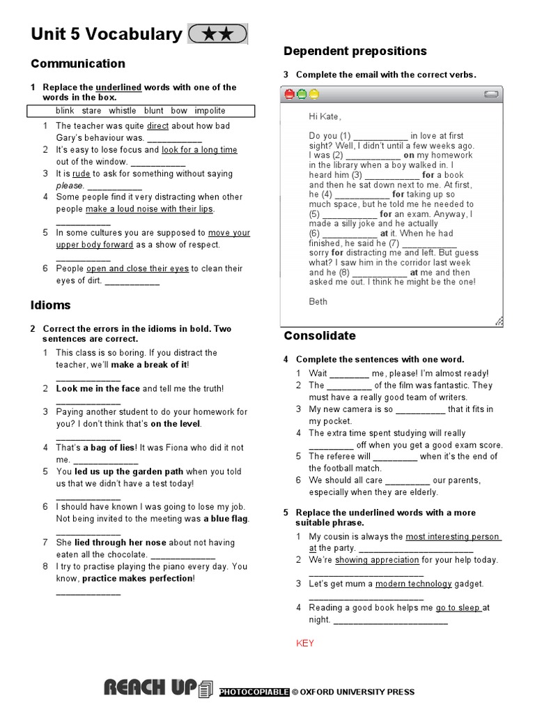 Vocabulary Unit 5 2star + KEY | PDF