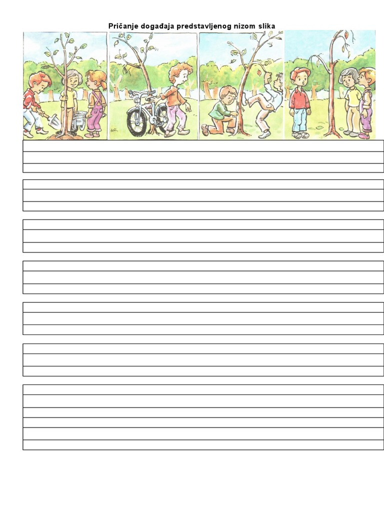 Pričanje Po Nizu Slika - Usko Široke Linije - Pismena Vježba | PDF