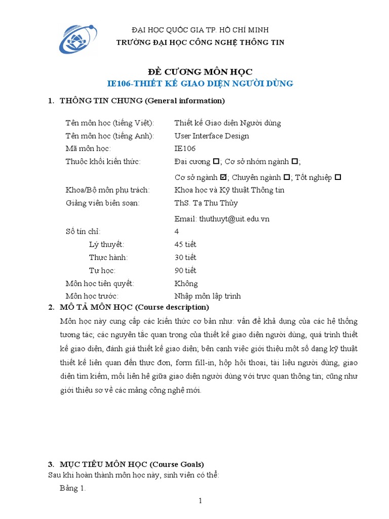 DCMH-IE106 Thiet Ke Giao Dien Nguoi Dung | PDF