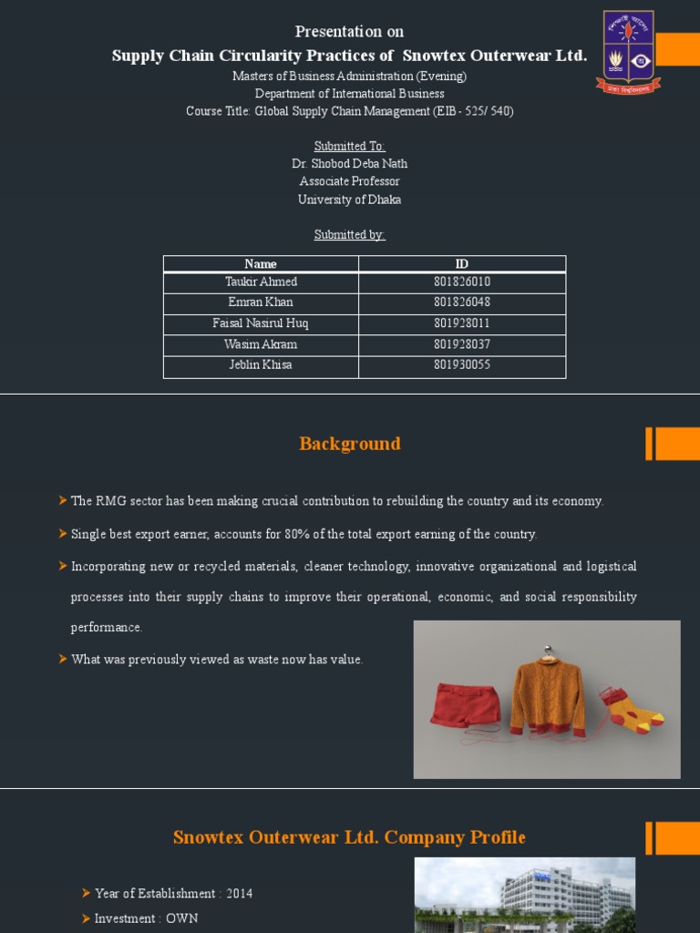 Snowtex Outerwear's Circular Supply Chain Practices | PDF | Supply ...