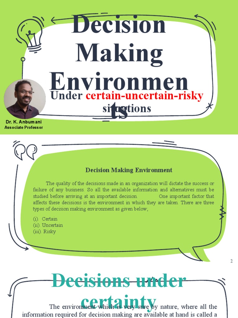 Decision Making Environment | PDF | Brand | Decision Making