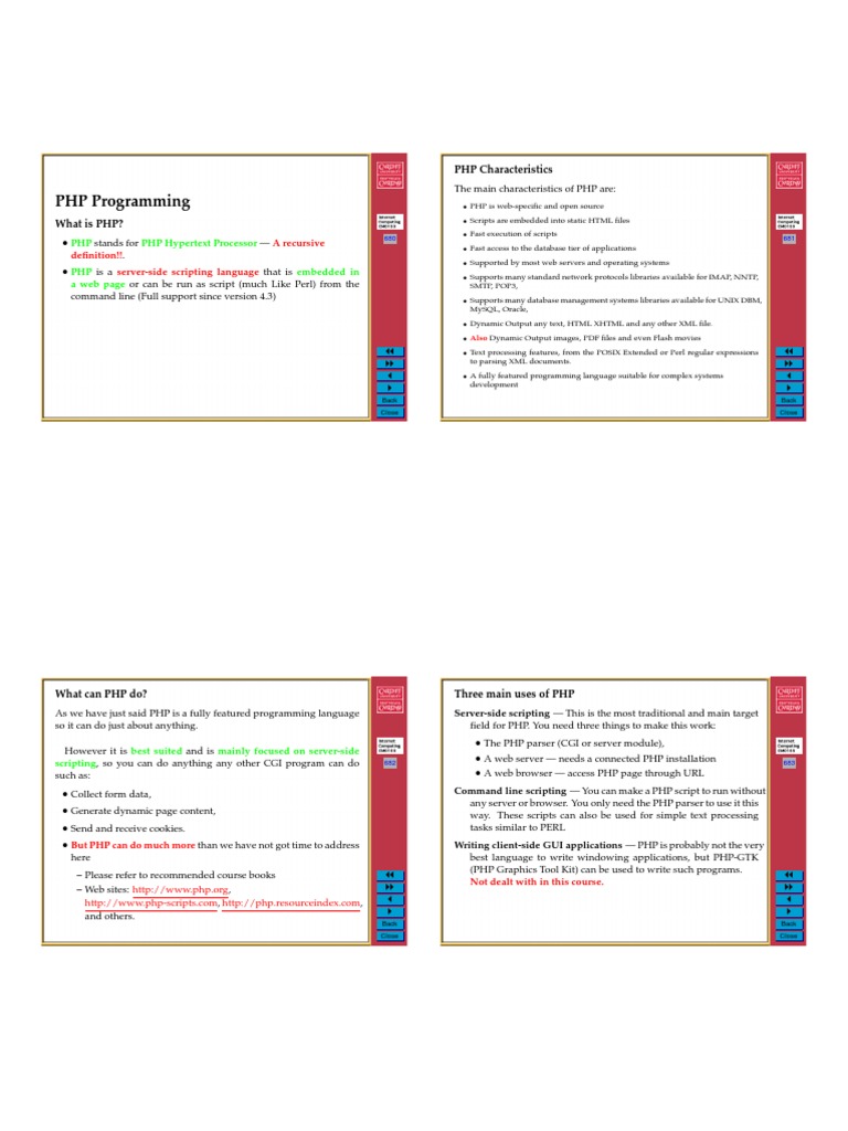 PHP Handout PF | PDF | Php | Scripting Language