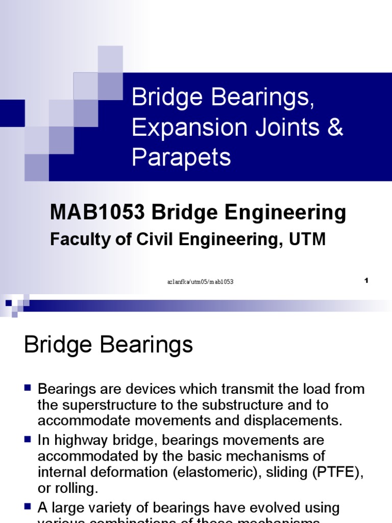 Bridge Bearings, Expansion Joints & Parapets | PDF | Bearing ...