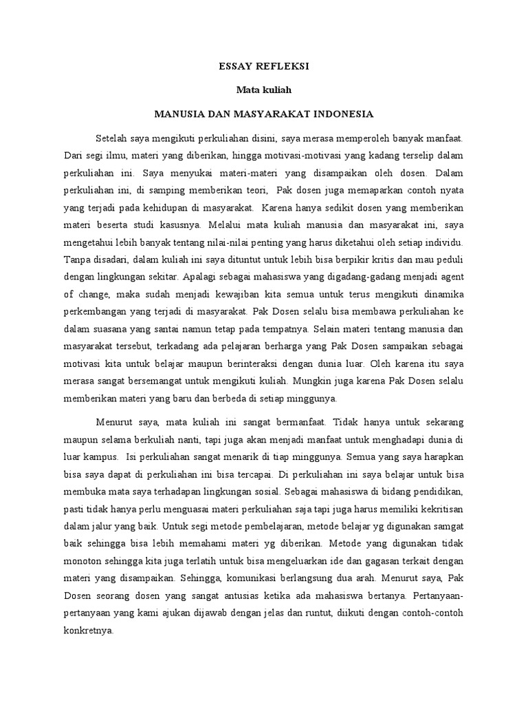 Essay Refleksi | PDF | Karier & Perkembangan | Kesehatan Holistik