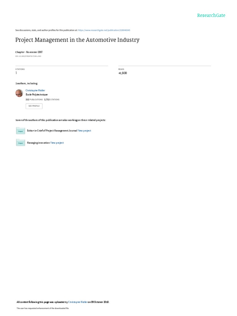 Project Management in The Automotive Industry | PDF | Strategic ...
