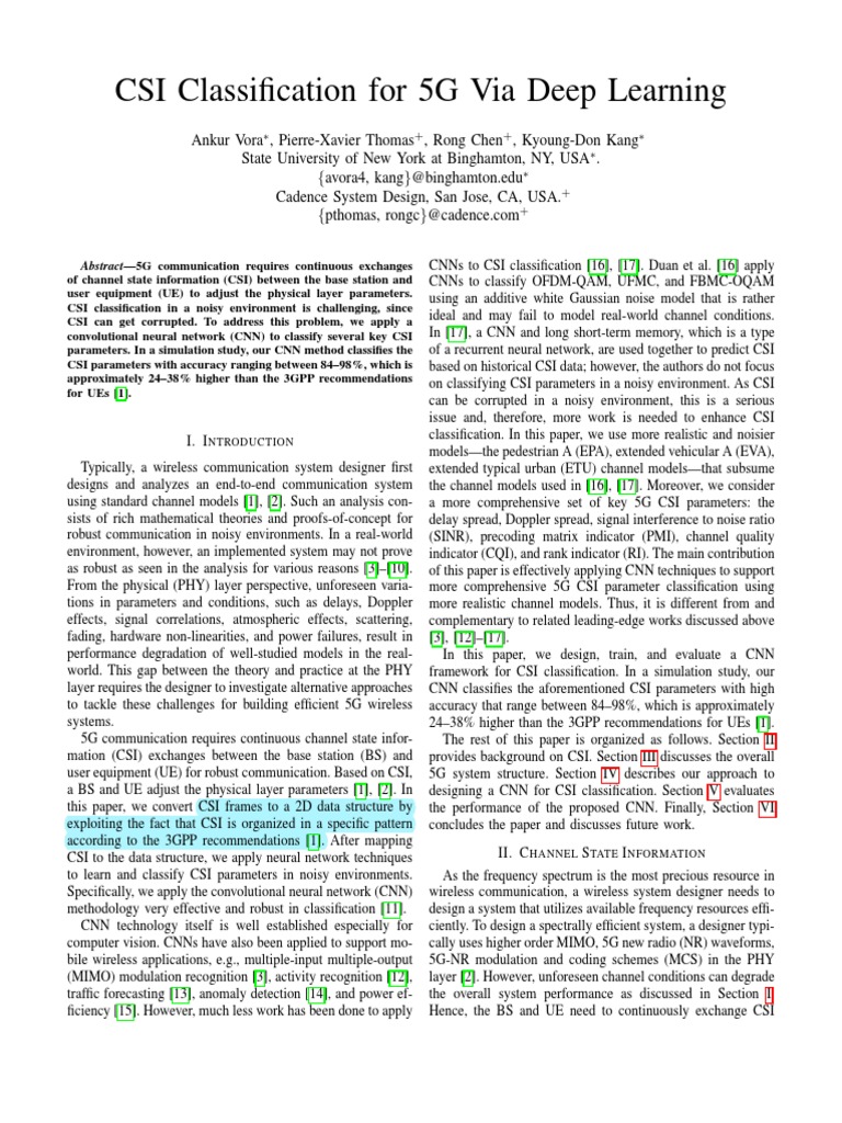 CSI Classification For 5G Via Deep Learning | PDF | Mimo | Orthogonal ...