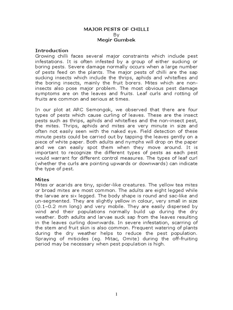 Major Pests of Chilli | PDF | Pest (Organism) | Leaf