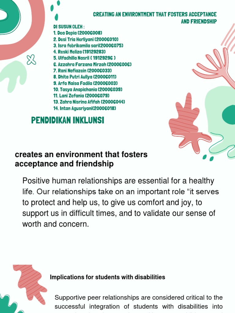 Fostering Friendships in Inclusive Education | PDF | Friendship ...