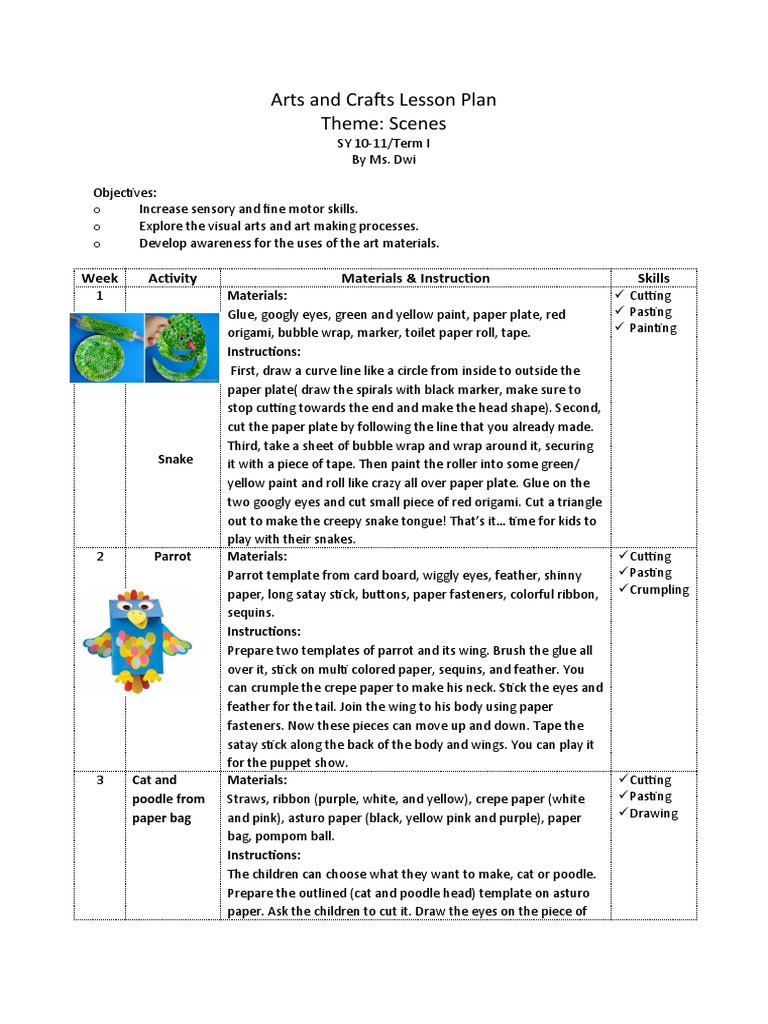 Arts and Crafts Lesson Plan Term 2 | PDF | Origami