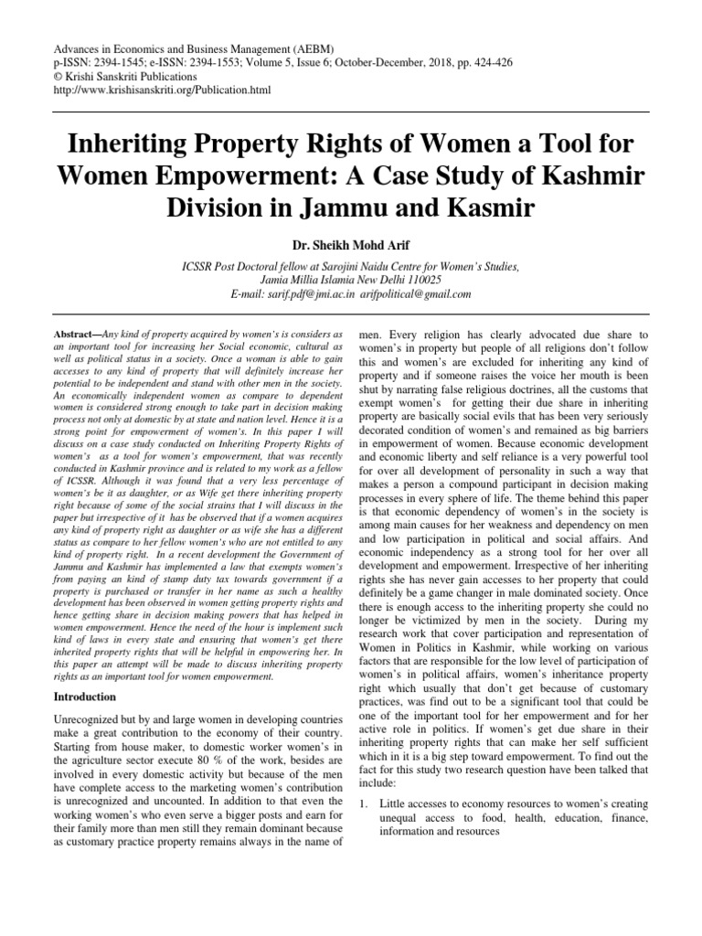 Inheritance Property Rights of Women | PDF | Family | Empowerment