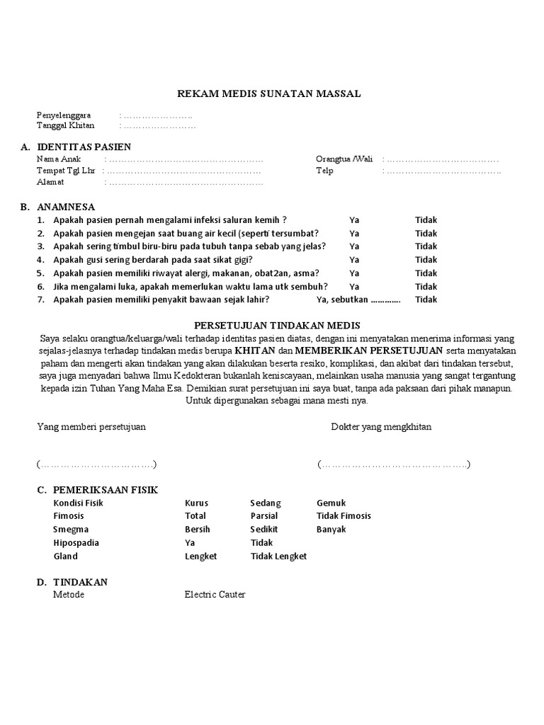 Rekam Medis Sunatan Massal | PDF