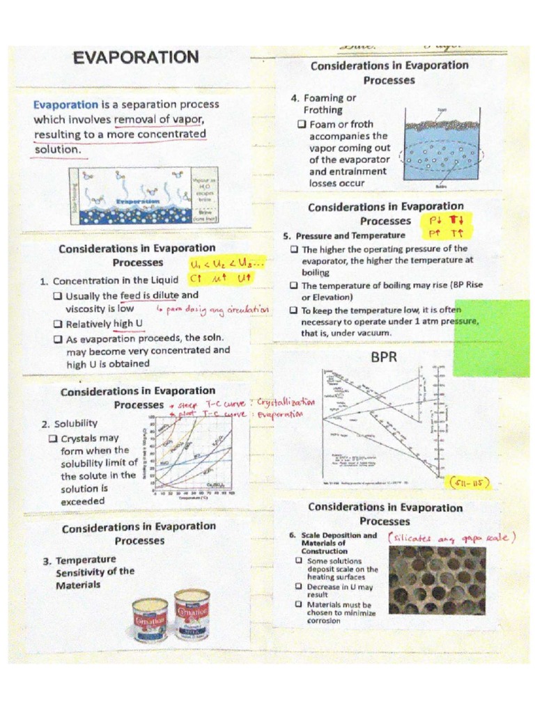 Evaporation Notes and Exercises | PDF
