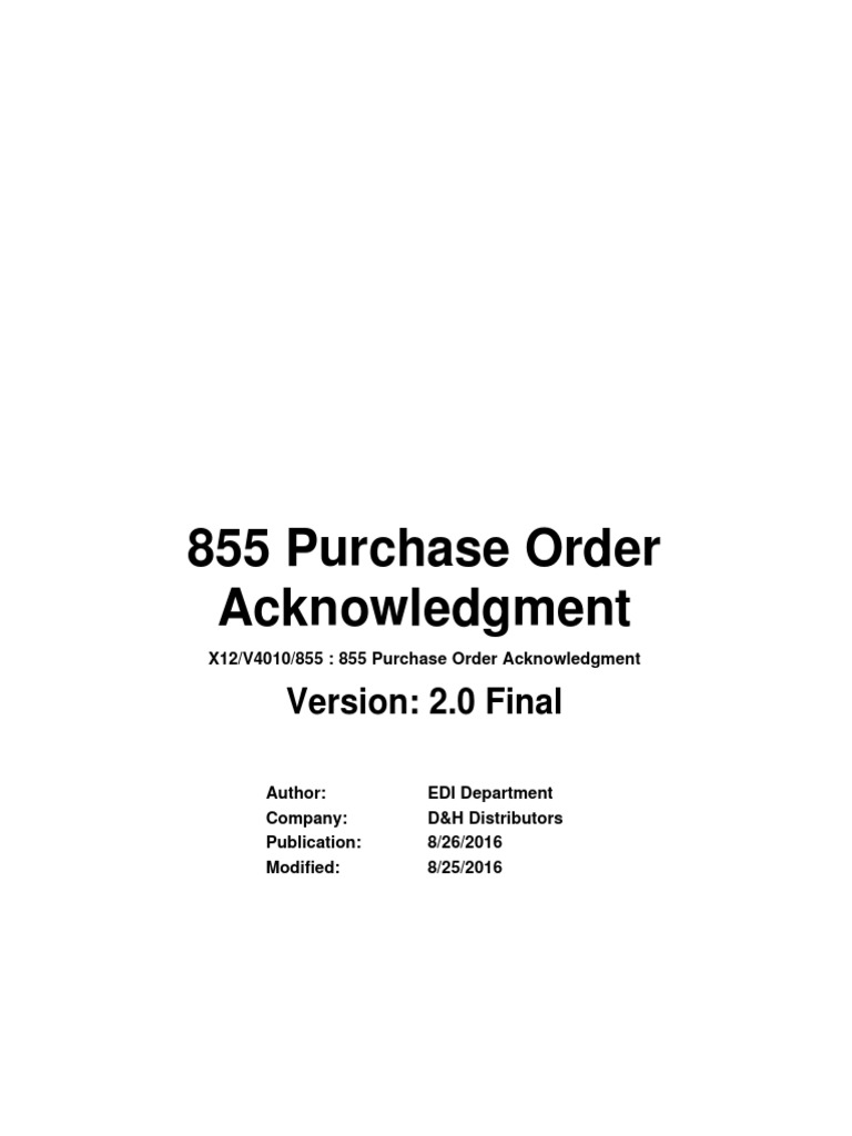 EDI - Guides - Customer - Implementation Guide 855, 4010 | Download Free PDF | Electronic Data ...