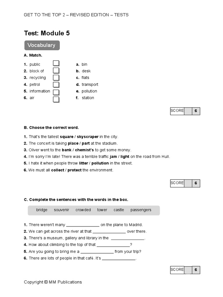 Test: Module 5: Vocabulary | PDF