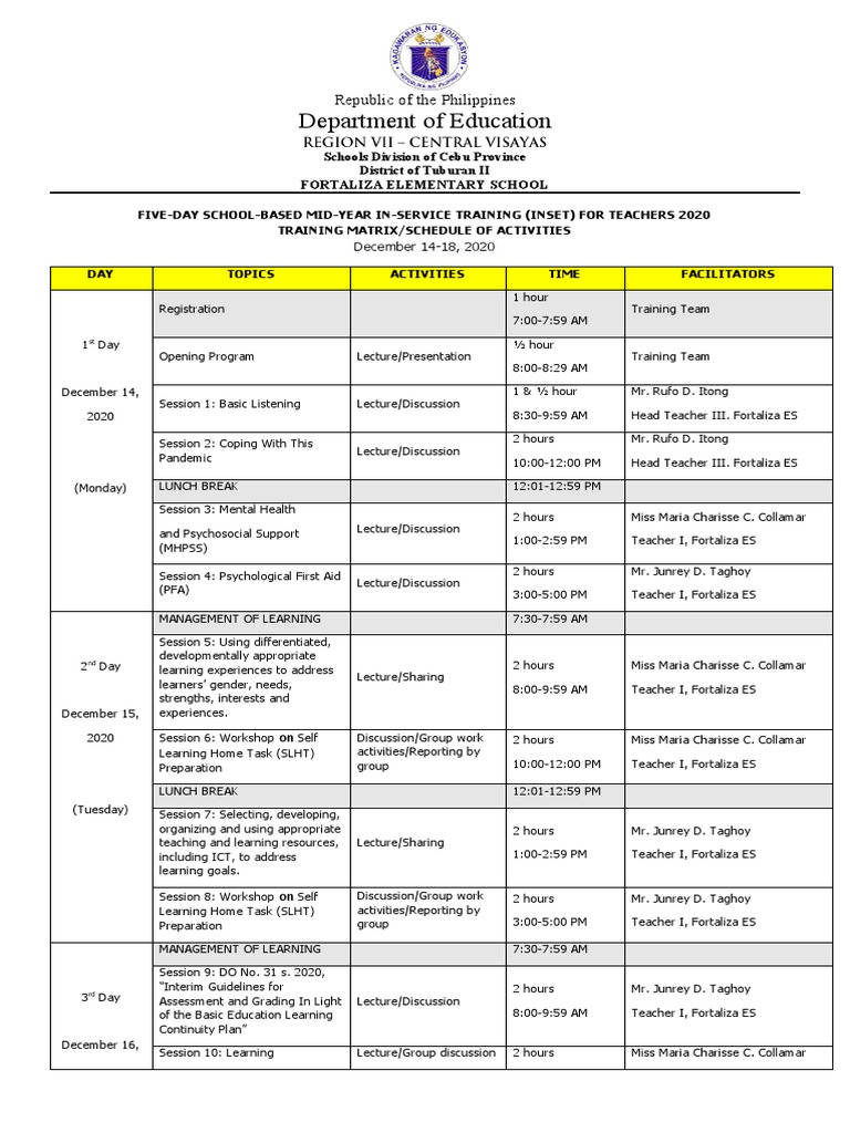 Department of Education: Republic of The Philippines | PDF | Teachers ...