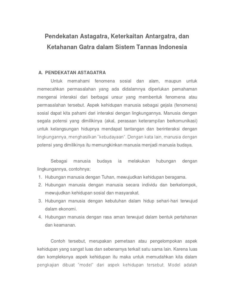 Pertemuan Ke 11 - Pendekatan Astagatra, Keterkaitan Antargatra, Dan ...