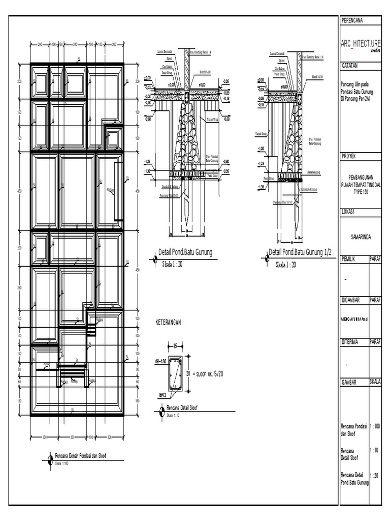Rencana Denah Pondasi Rumah 1 Lantai | PDF