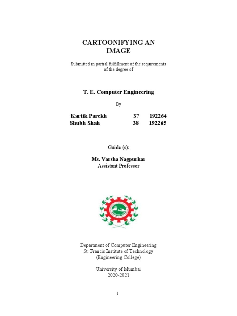 Cartoonifying An Image: T. E. Computer Engineering | PDF | Computer ...