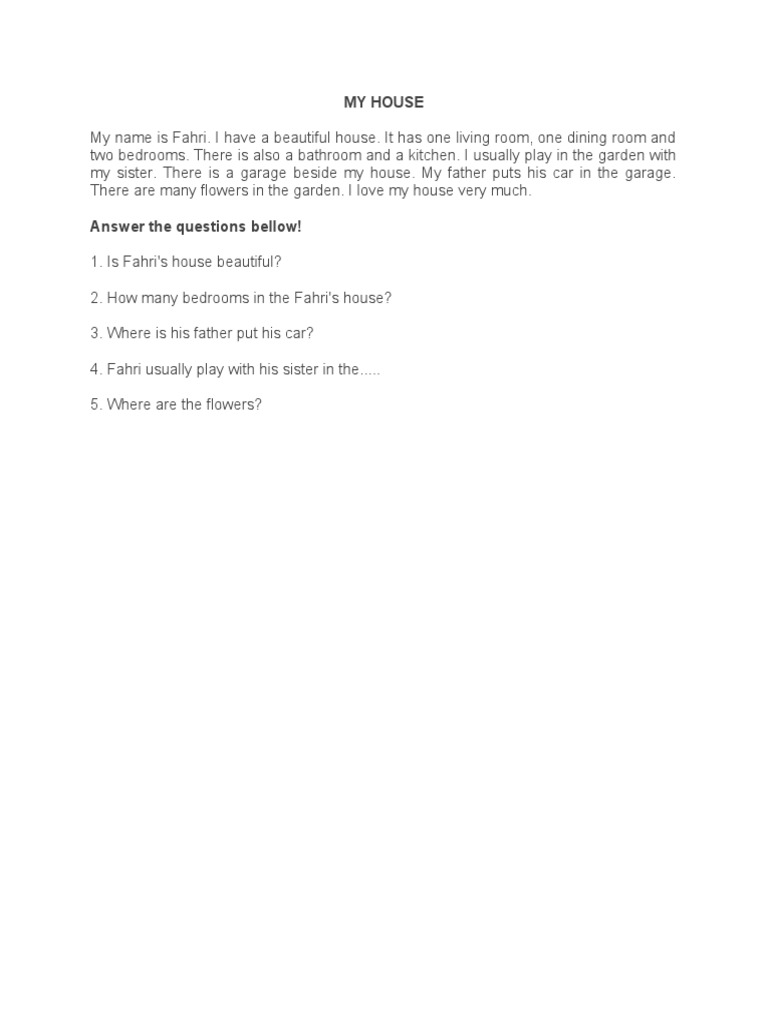 Reading - My House | PDF