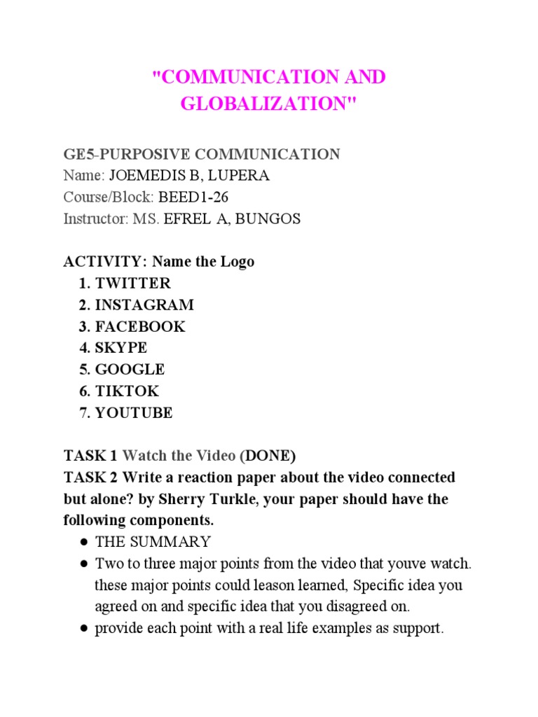 COMMUNICATION Answer | PDF | Loneliness | Communication