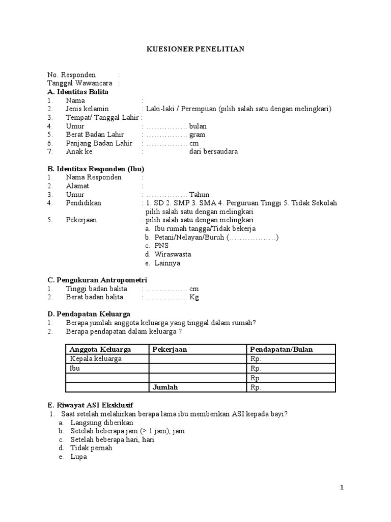 Kuesioner Penelitian & Informed Consent | PDF