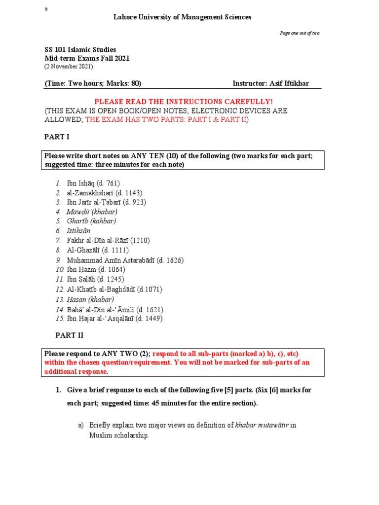 Please Read The Instructions Carefully!: (This Exam Is Open Book/Open ...