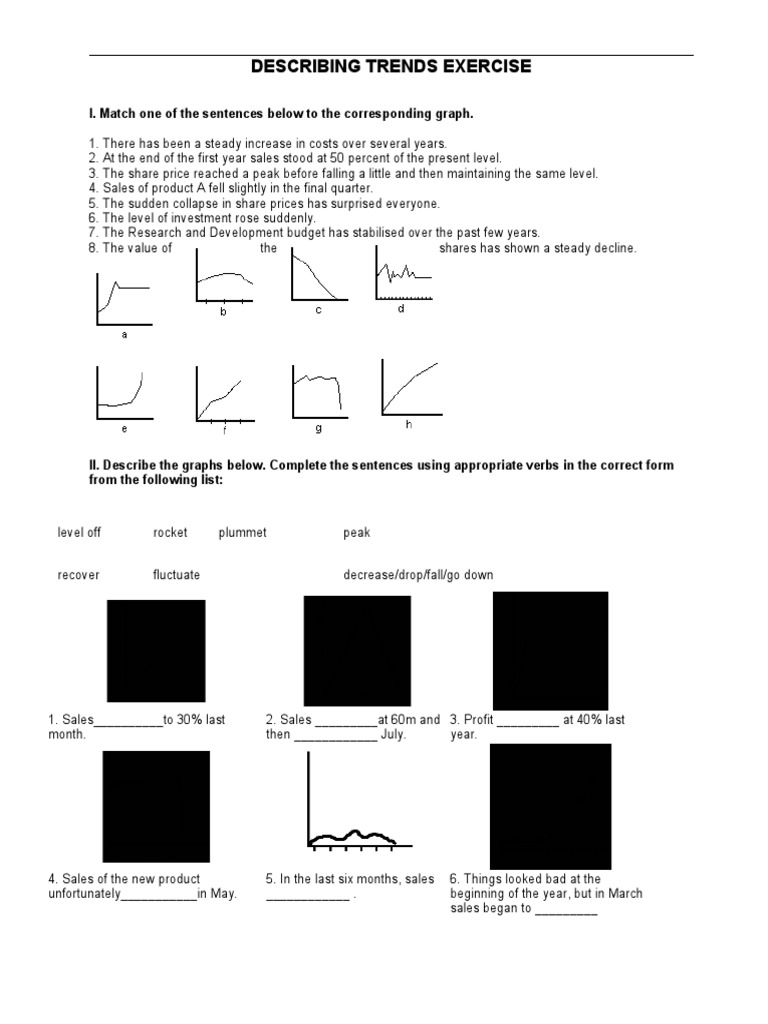 Describing Trends Exercise: I. Match One of The Sentences Below To The ...