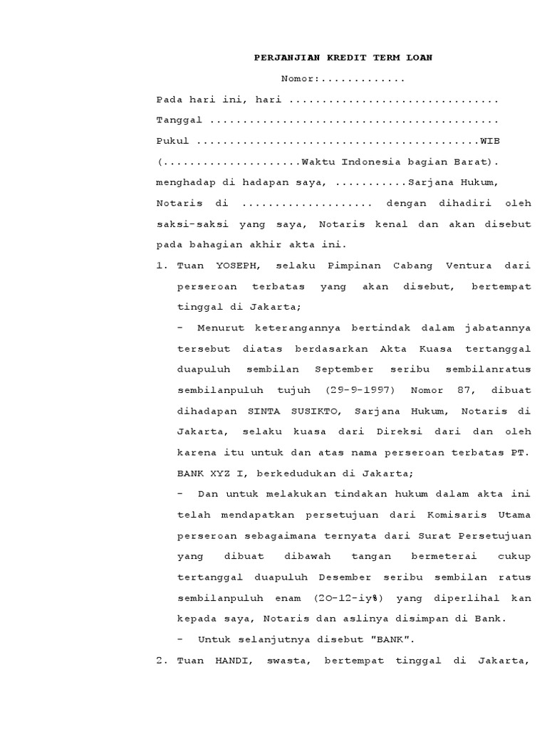 21 Perjanjian Kredit Term Loan | PDF