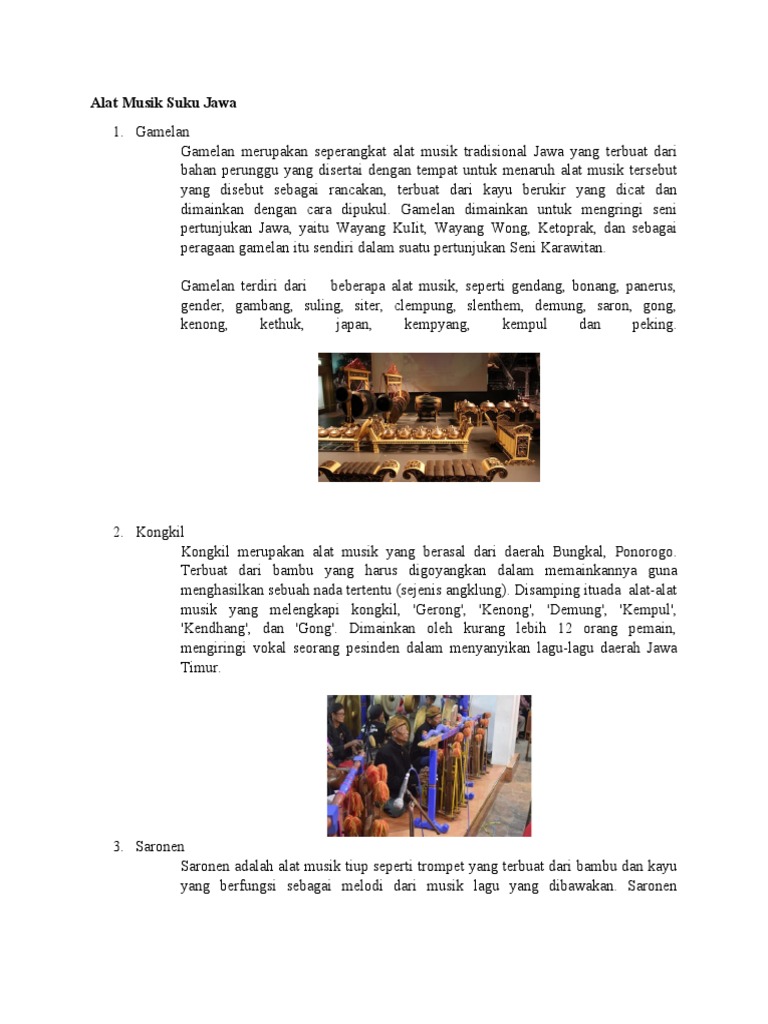 Alat Musik Suku Jawa | PDF
