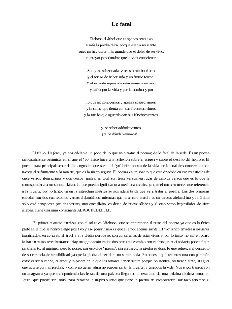 Lo Fatal | PDF | Metro (poesía) | Lingüística