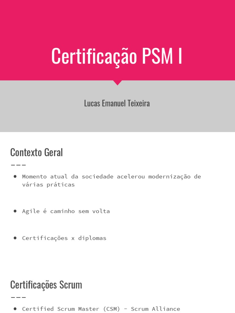 PSM I - Técnicas e Estudo para Certificação PDF | PDF | Scrum ...