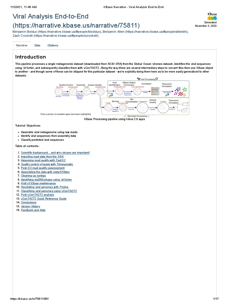 KBase Narrative - Viral Analysis End-To-End | PDF | Dna Sequencing | Virus
