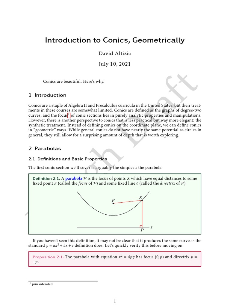 DR Aft: Introduction To Conics, Geometrically | PDF | Ellipse | Triangle