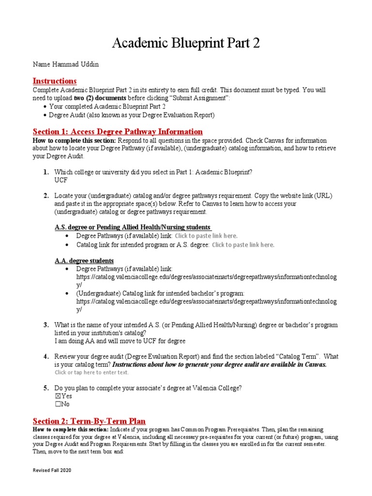 Academic Blueprint Part 2 RevFA20 | PDF | Undergraduate Education ...