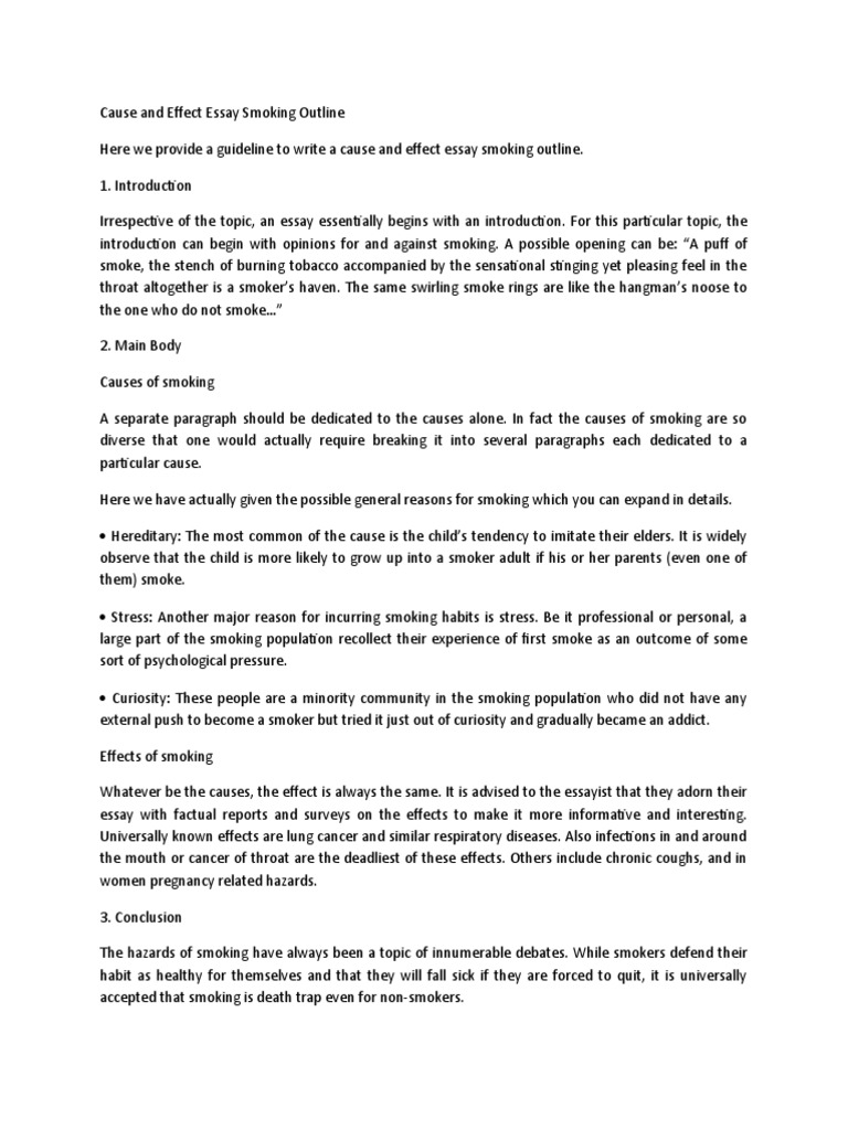 Cause and Effect Essay Smoking Outline | PDF | Smoking | Addiction