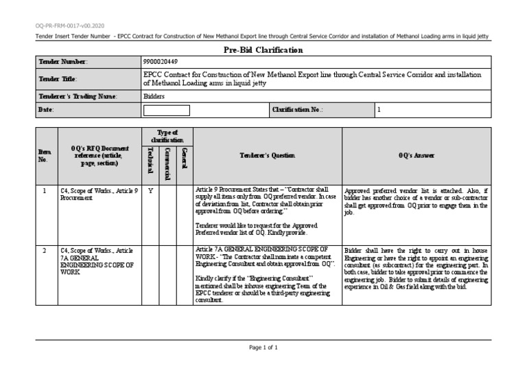 Pre-Bid Clarification-01 | PDF | Business