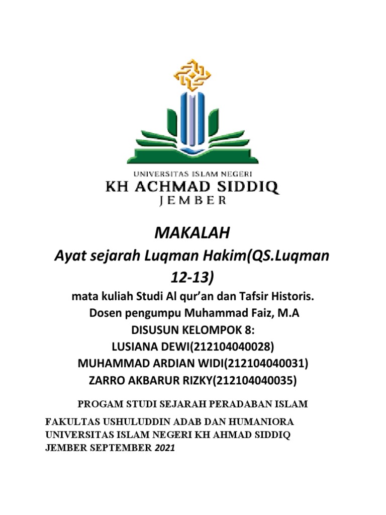 Sejarah dan Tafsir Surah Luqman 12-13 | PDF